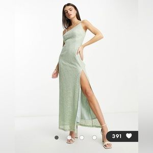 ASOS | Dresses | Nwt Asos Light Green Asymmetrical Top Side Slit Dress ...